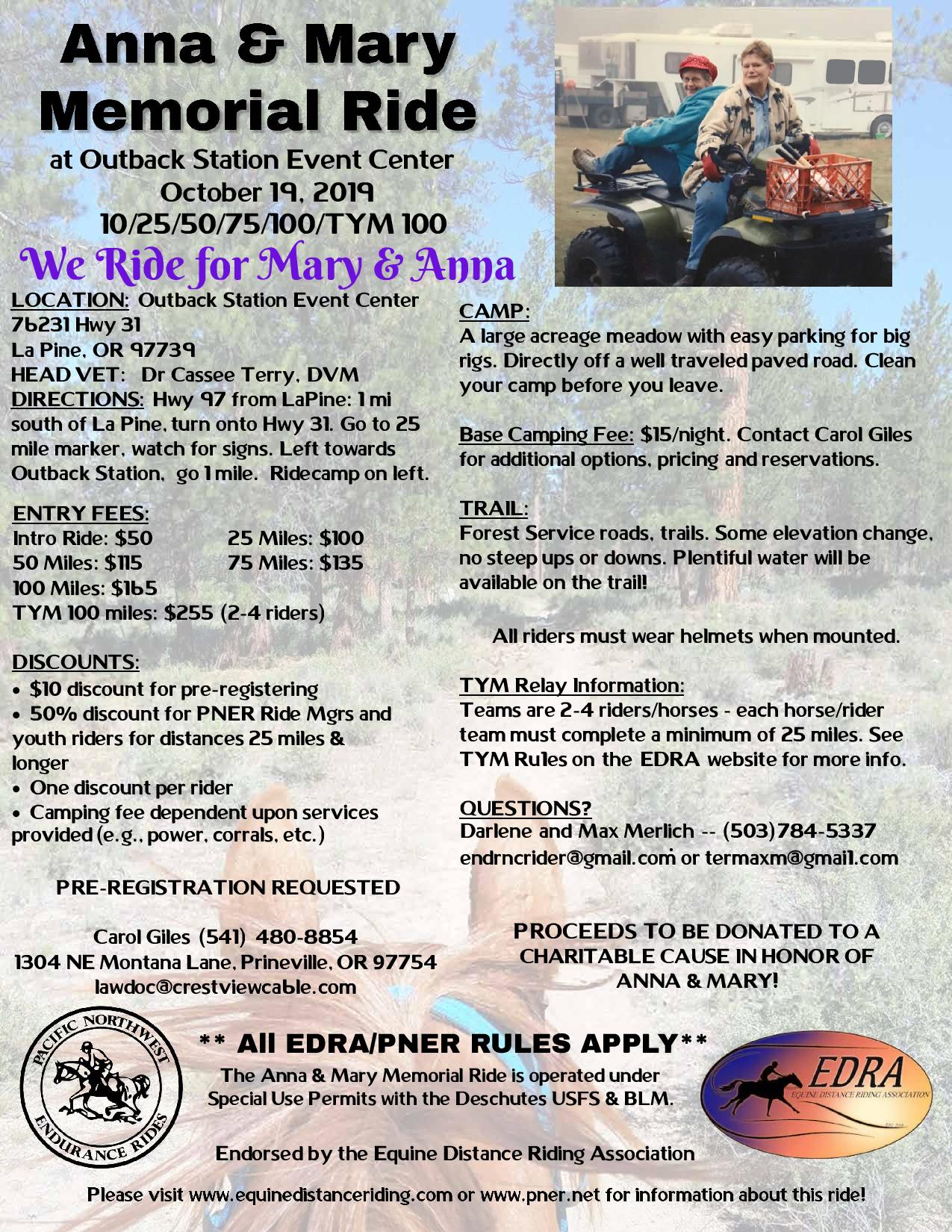 Updated flyer for the 2019 Anna and Mary Memorial Ride! – ~ The Mary ...